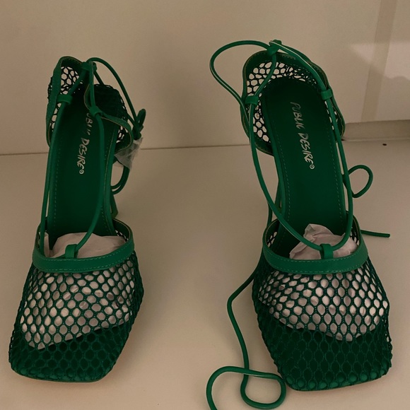 Public Desire | Shoes | Green Wrap Around Mesh Heels | Poshmark